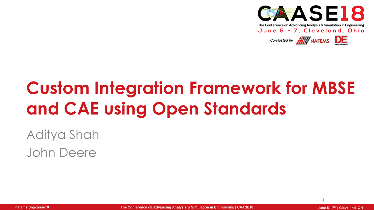NAFEMS - Custom Integration Framework for MBSE and CAE Using Open Standards