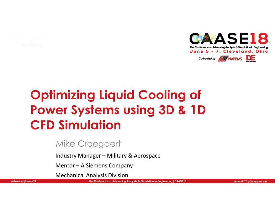 NAFEMS - Optimizing the Design of Liquid Cooled Avionics System through the Use of Characterized ...