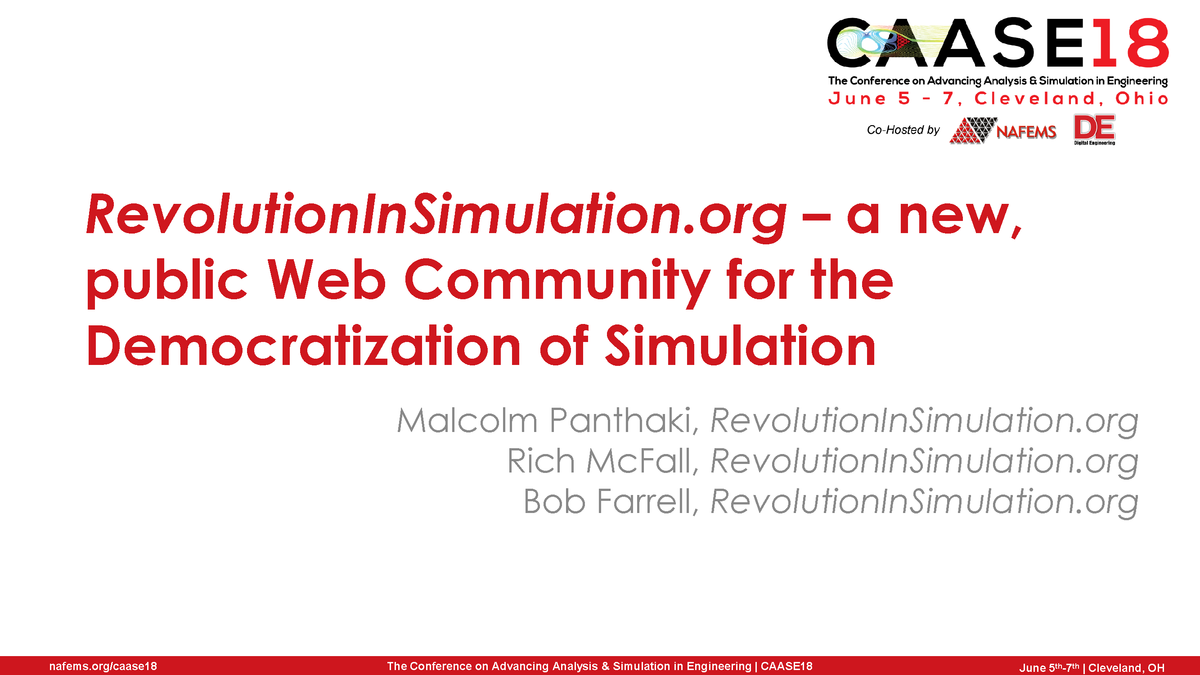 NAFEMS - RevolutionInSimulation.org – a new, public Web Community for the Democratization of ...