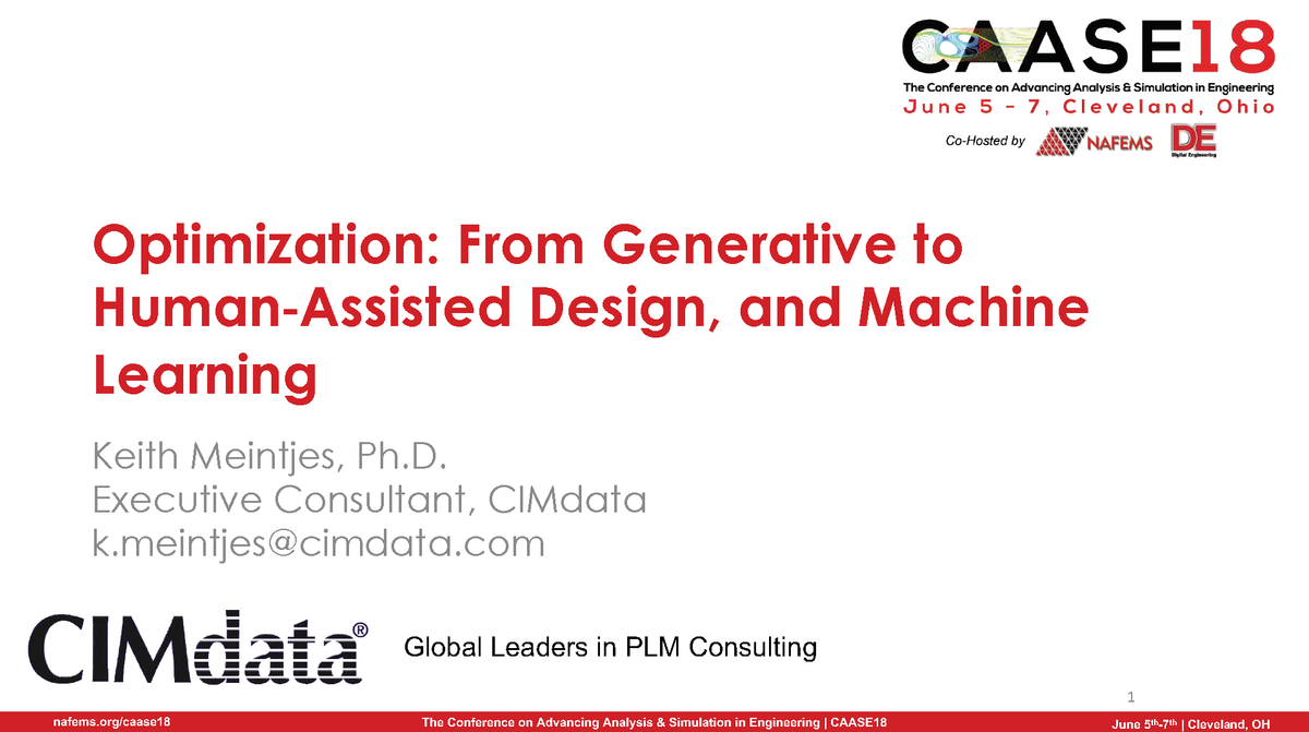NAFEMS - Optimization: From Generative to Human-Assisted Design, and Machine Learning