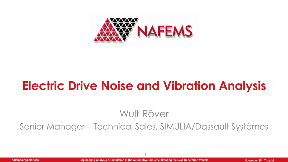 NAFEMS - Electric Drive Noise and Vibration Analysis
