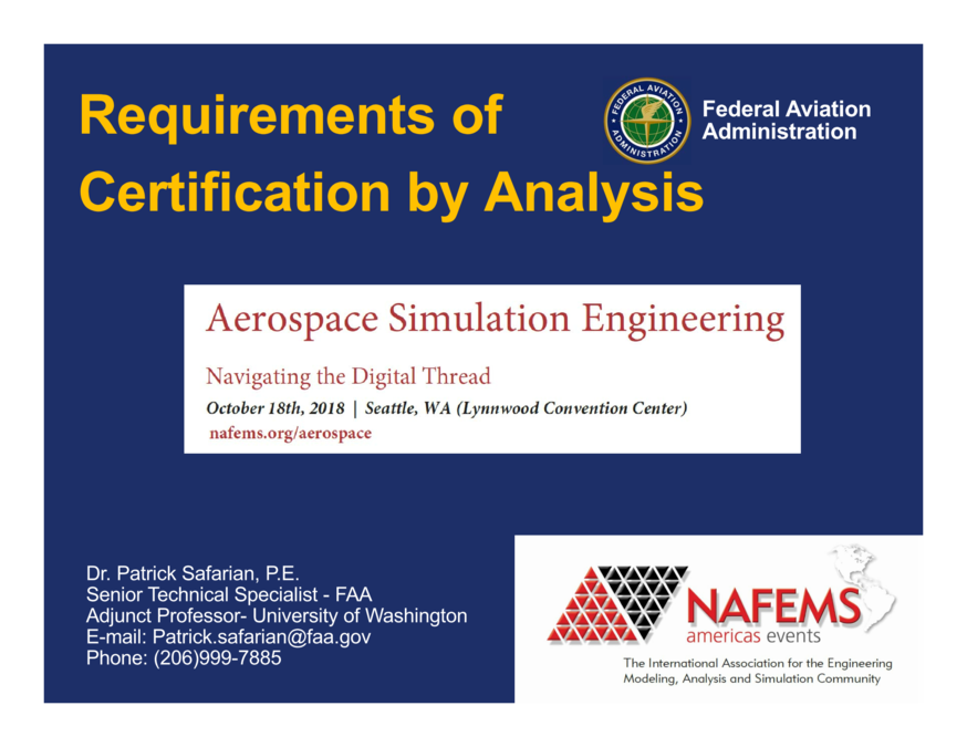 NAFEMS - Requirements of Certification by Analysis
