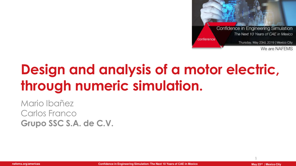 NAFEMS - Design and Analysis of a Multiphase DC Motor, through Numeric Simulation