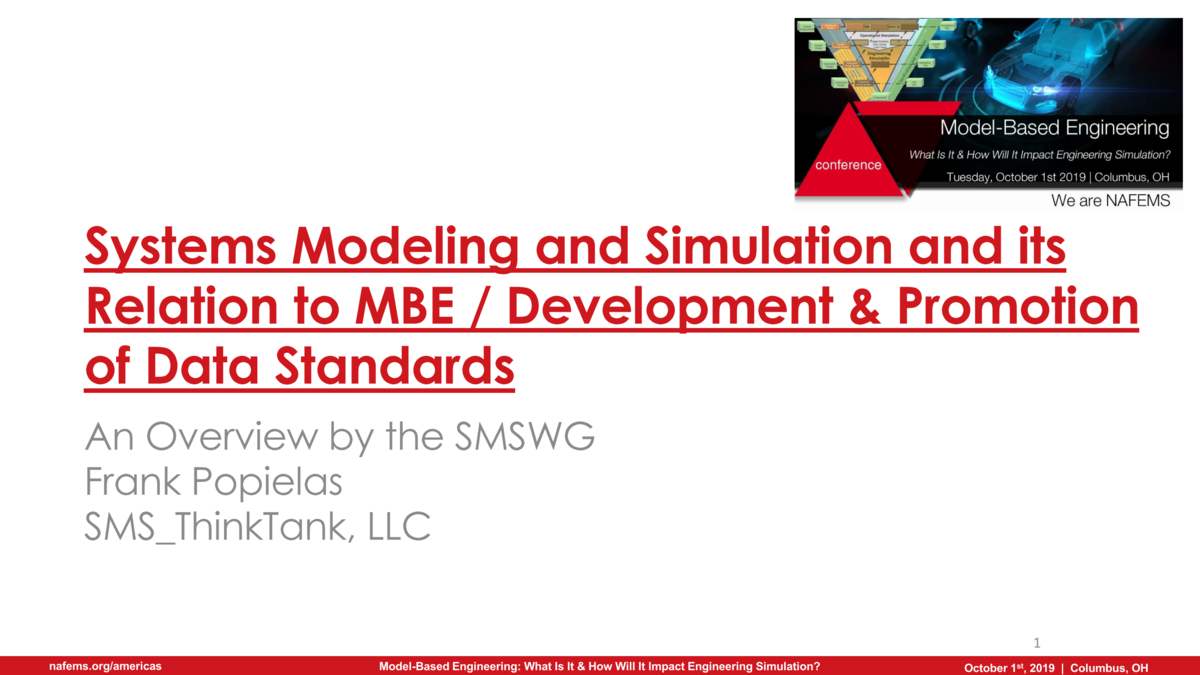NAFEMS - Systems Modeling and Simulation and its Relation to MBE