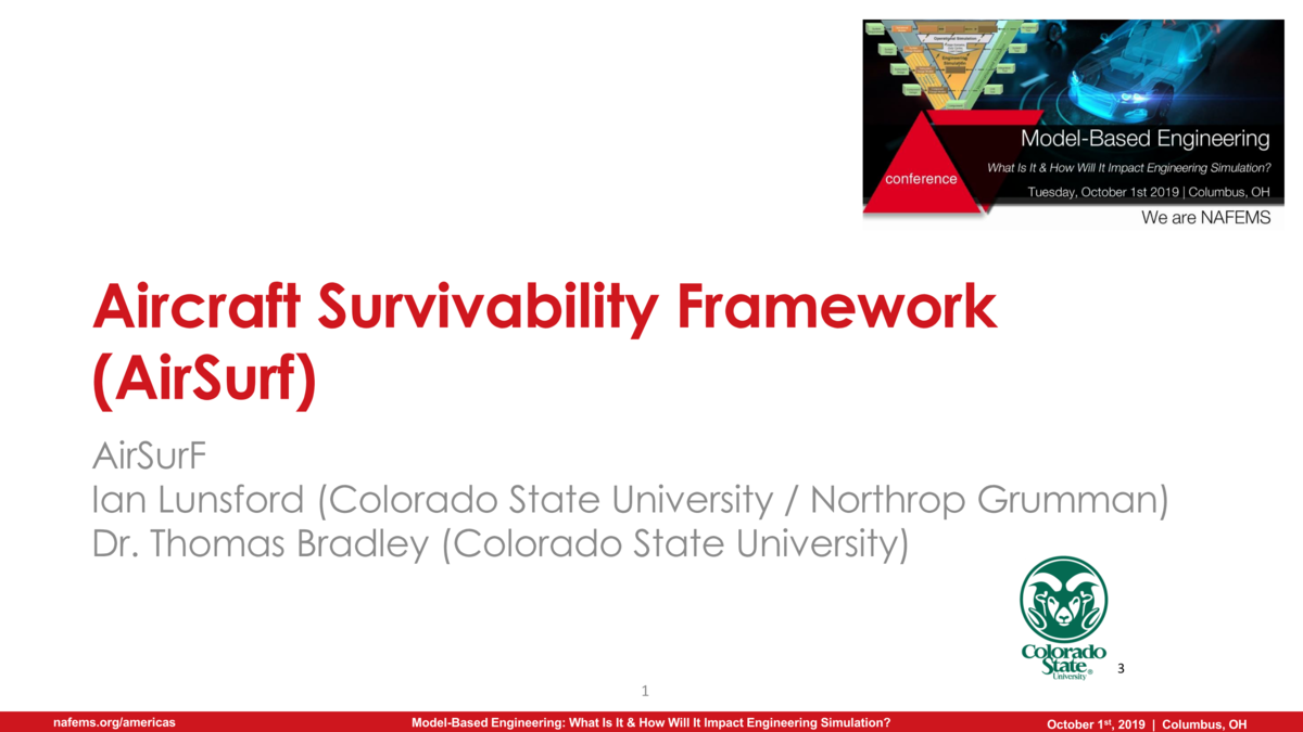 NAFEMS - Aircraft Survivability Modeling and Simulation Framework (AirSurF)