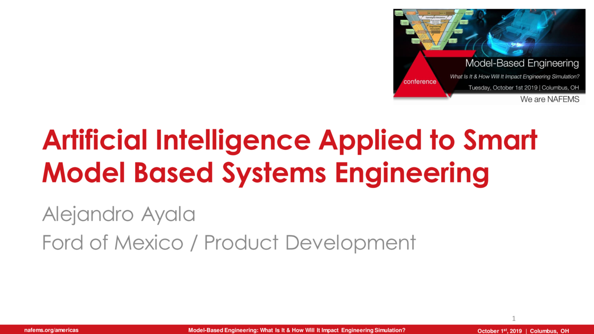 NAFEMS - Artificial Intelligence Applied to Smart Model Based Systems Engineering
