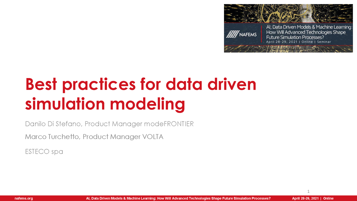NAFEMS - Best Practices for Data Driven Simulation Modeling
