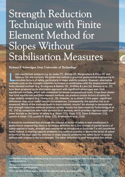 NAFEMS - Strength Reduction Technique with Finite Element Method for Slopes Without ...