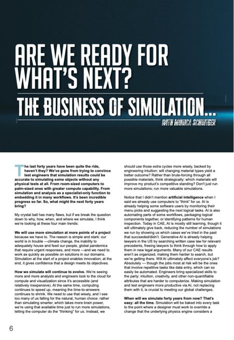 NAFEMS - Are we ready for what's next? - The business of Simulation