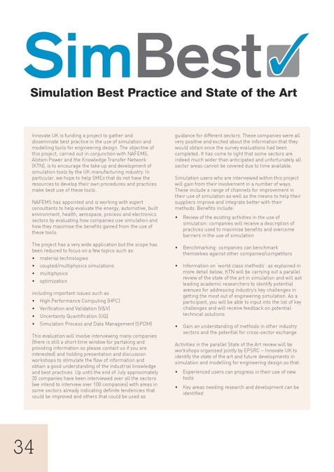 NAFEMS - SimBest - Simulation Best Practice and State of the Art