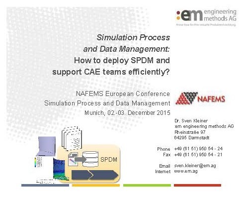 NAFEMS - How to deploy SPDM and support CAE teams efficiently?