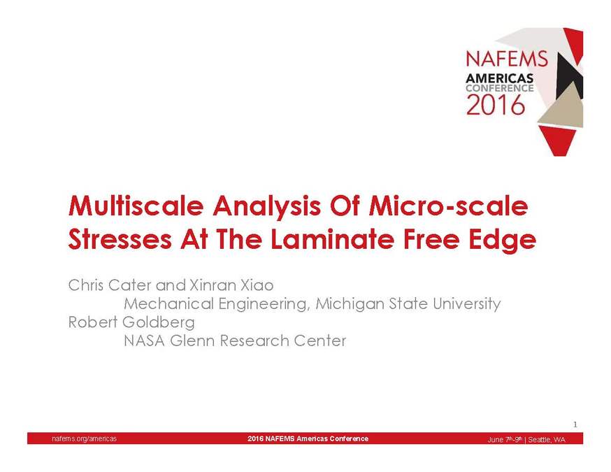 NAFEMS - Multiscale Analysis Of Micro-scale Stresses At The Laminate Free Edge