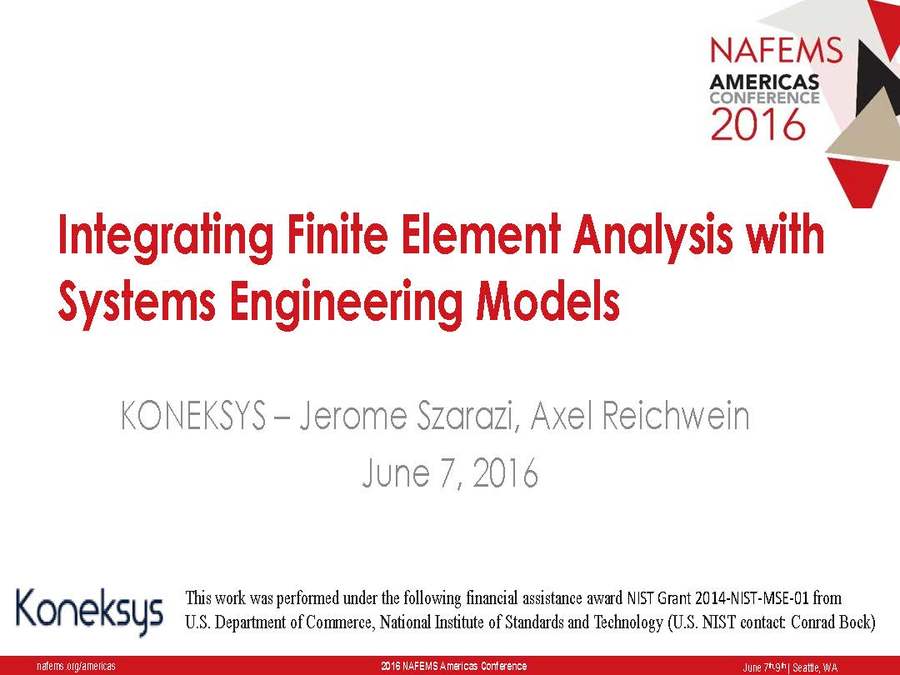 NAFEMS - Integrating Finite Element Analysis with Systems Engineering Models