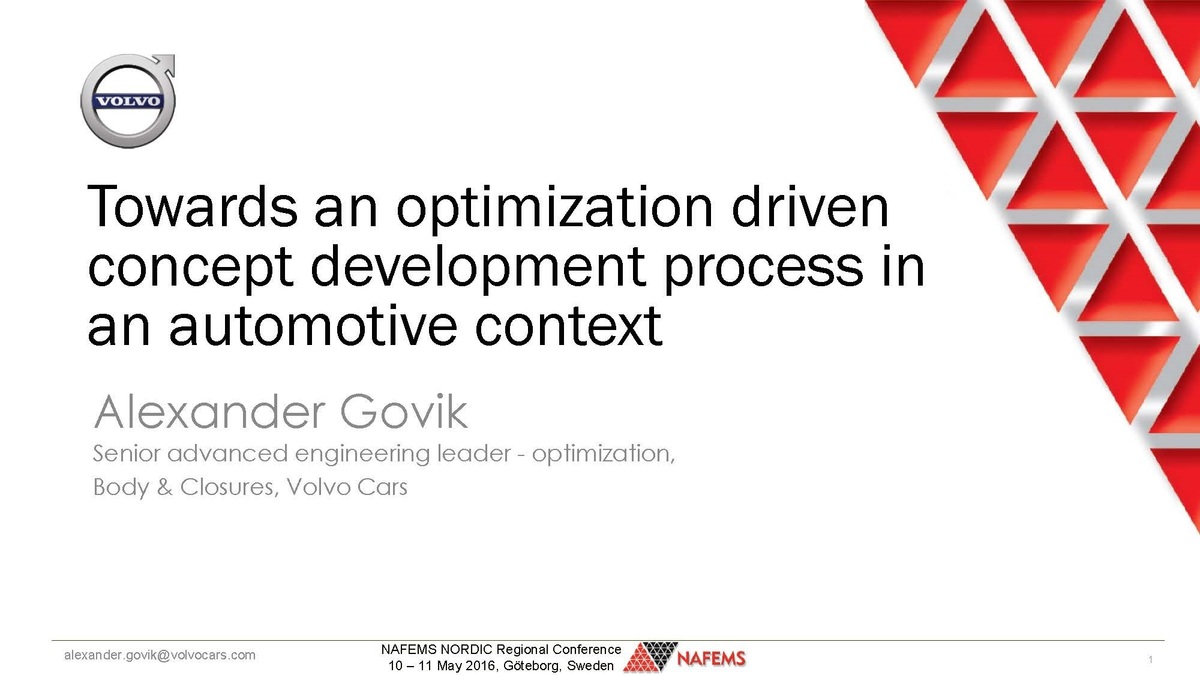 NAFEMS - Towards an optimization driven concept development process in an automotive context
