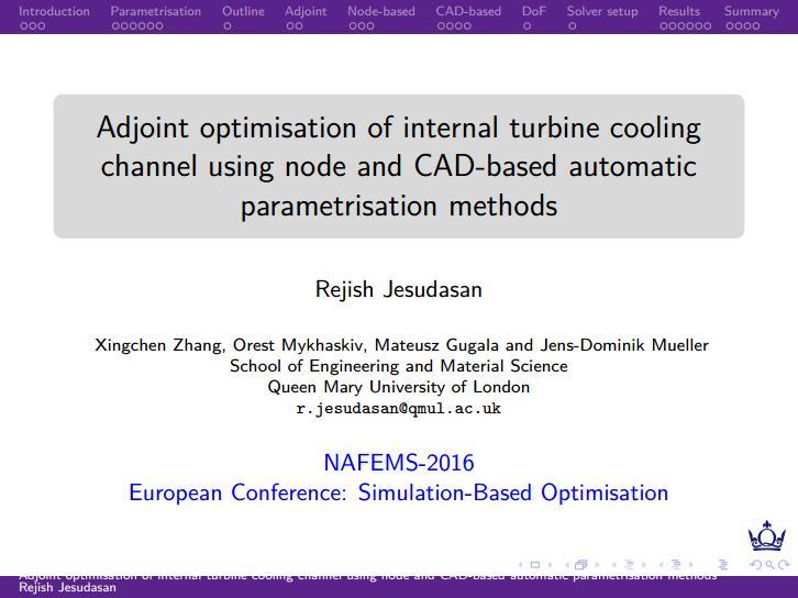 NAFEMS - Adjoint Optimisation of Internal Turbine Cooling Channel using Node and CAD-based ...