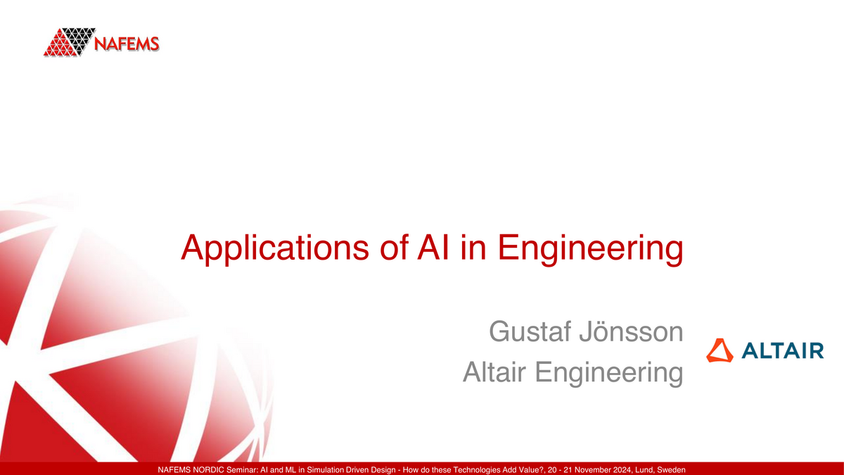 NAFEMS - Applications of Al in Engineering