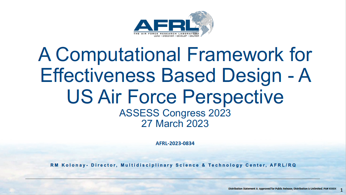 NAFEMS - A Computational Framework for Effectiveness Based Design - A US Air Force Perspective