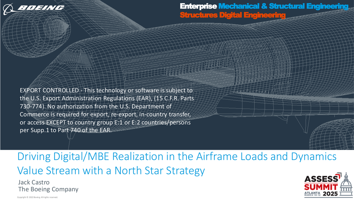 NAFEMS - Driving Digital/MBE Realization in the Airframe Loads and Dynamics Value Stream with a ...