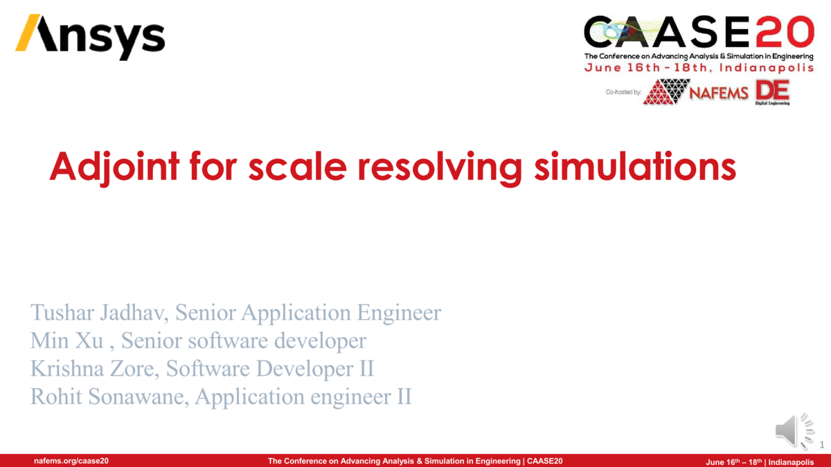 NAFEMS - Adjoint for Scale Resolving Simulation