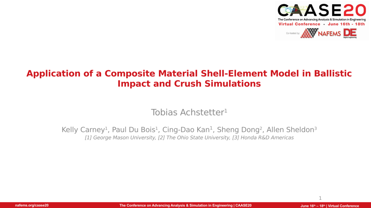 NAFEMS - Application of a Composite Material Shell-Element Model in Ballistic Impact and Crush ...