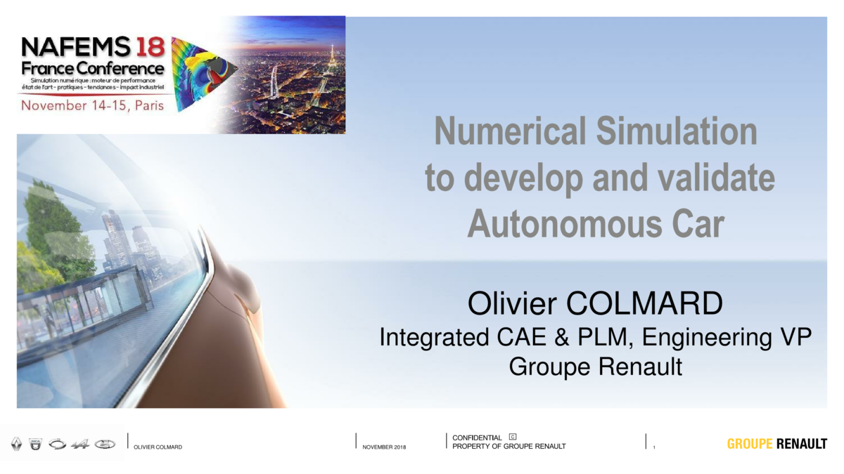 NAFEMS - Numerical Simulation to develop and validate Autonomous Car