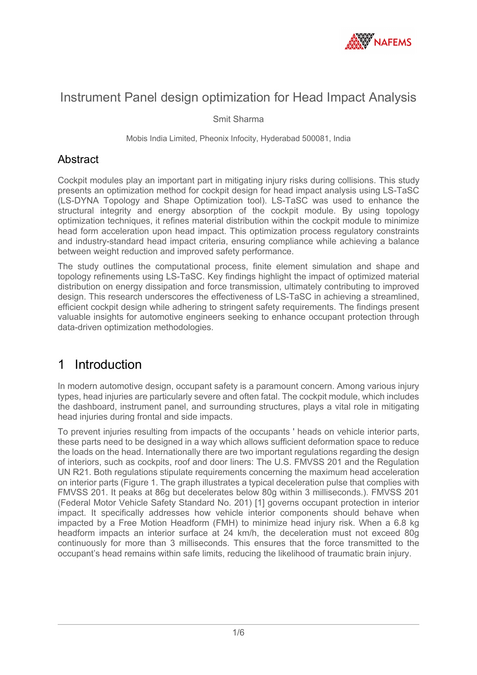 NAFEMS - Instrument Panel design optimization for Head Impact Analysis