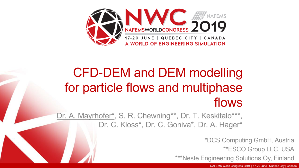NAFEMS - CFD-DEM and DEM Modelling for Particle Flows and Multiphase Flows