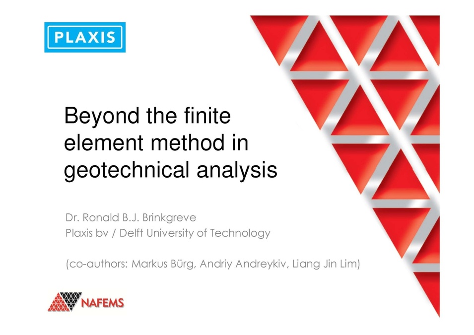 NAFEMS - Beyond The Finite Element Method In Geotechnical Analysis