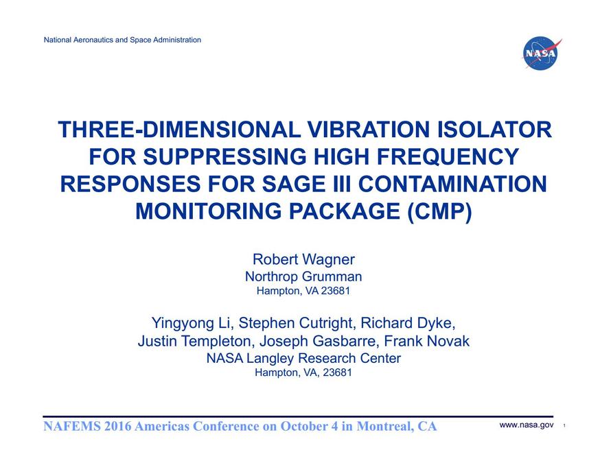 NAFEMS - Three-Dimensional Vibration Isolator for Suppressing High ...