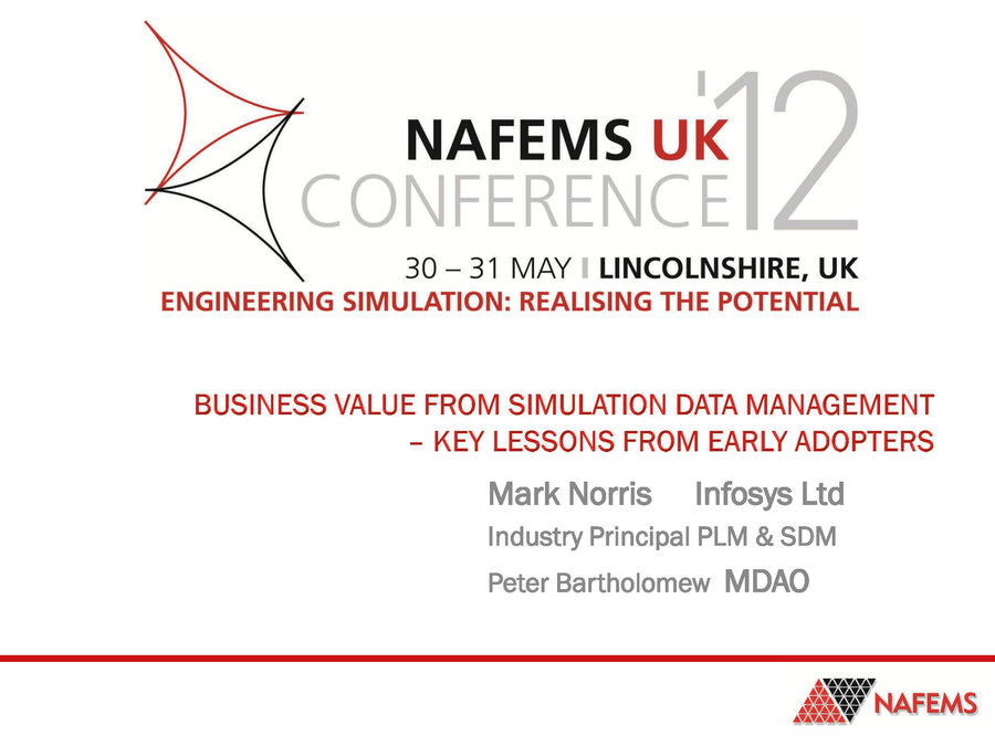 NAFEMS - Business Value from Simulation Data Management – Key Lessons from Early Adopters