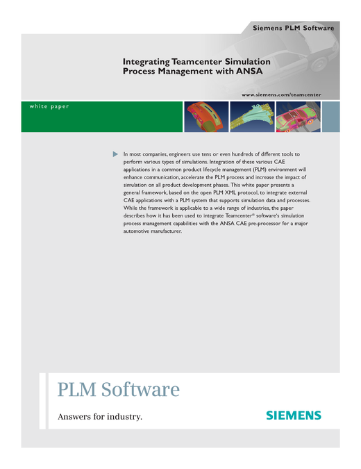 NAFEMS - Integrating Teamcenter Simulation Process Management with ANSA