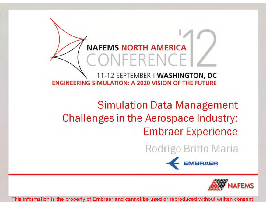 NAFEMS - Simulation Data Management Challenges in the Aerospace Industry