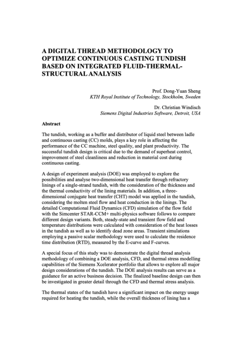 NAFEMS - A Digital Thread Methodology to Optimize Continuous Casting Tundish based on Integrated ...