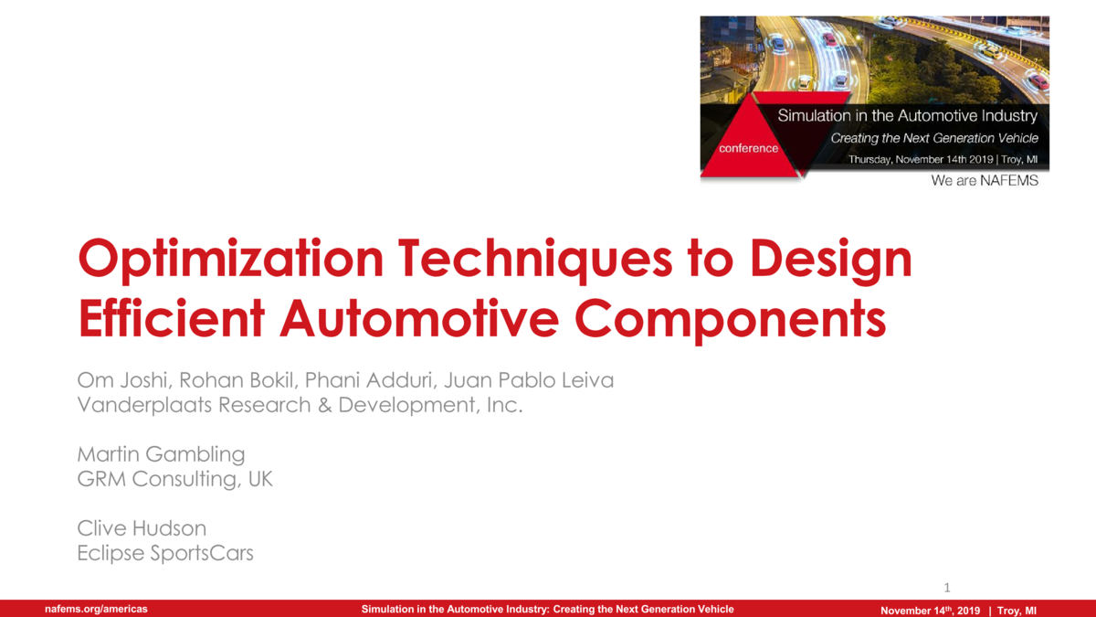 NAFEMS - Optimization Techniques to Design Efficient Automotive Components
