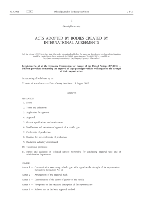 NAFEMS - UN/ECE-R66: Approval of large passenger vehicles with regard to the strength of their ...
