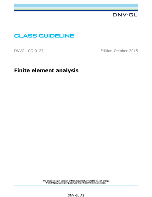 NAFEMS - DNVGL-CG-0127; October, 2015: Finite Element Analysis