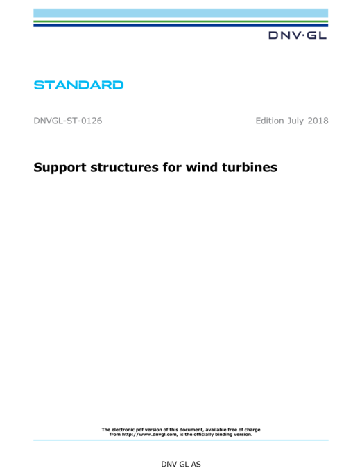 NAFEMS - DNVGL-ST-0126; July, 2018: Support structures for wind turbines
