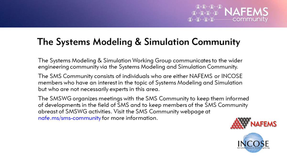 NAFEMS - Systems Modelling & Simulation Community Meeting - November 2020